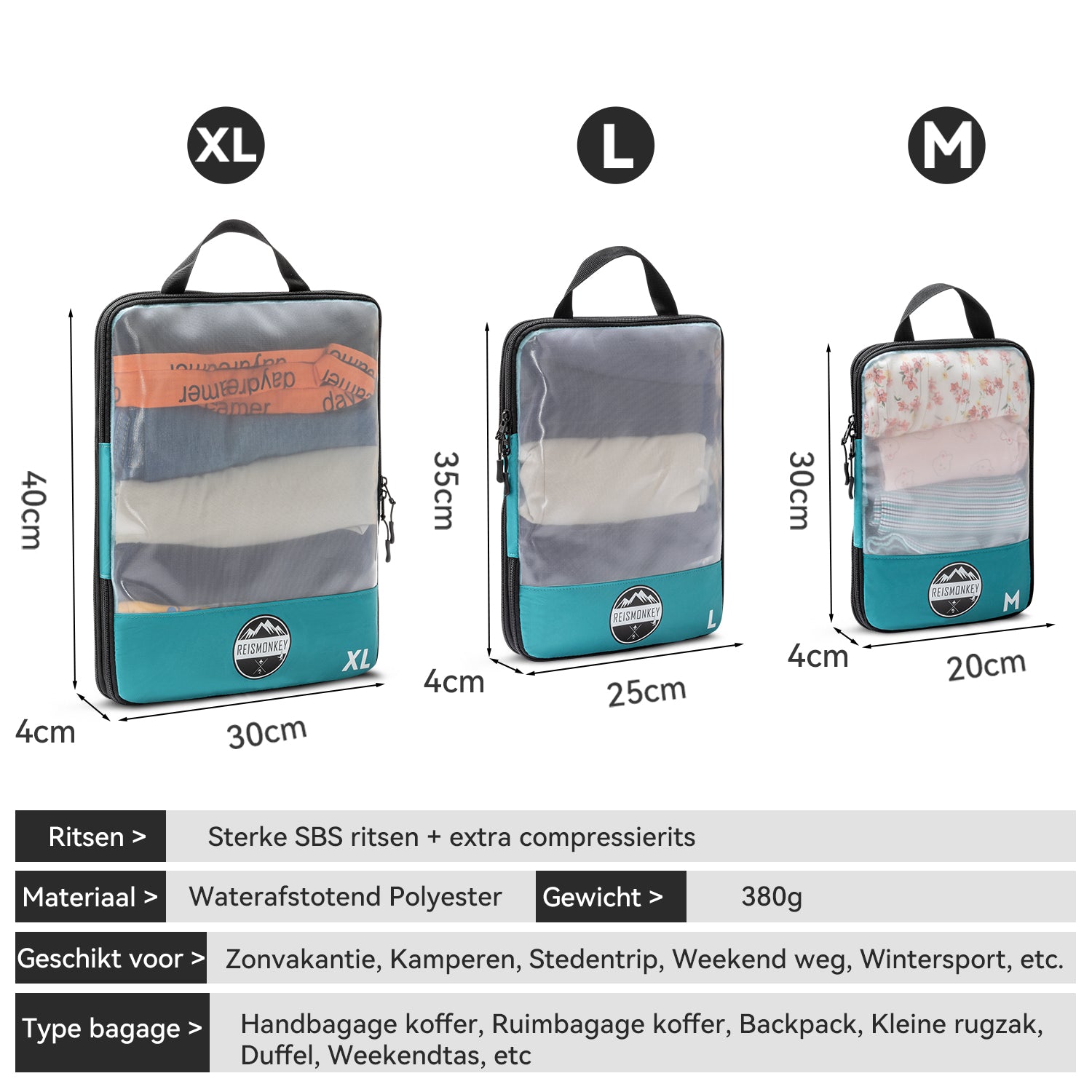 Packing Cubes Compress-It | Backpack- en Koffer organizer